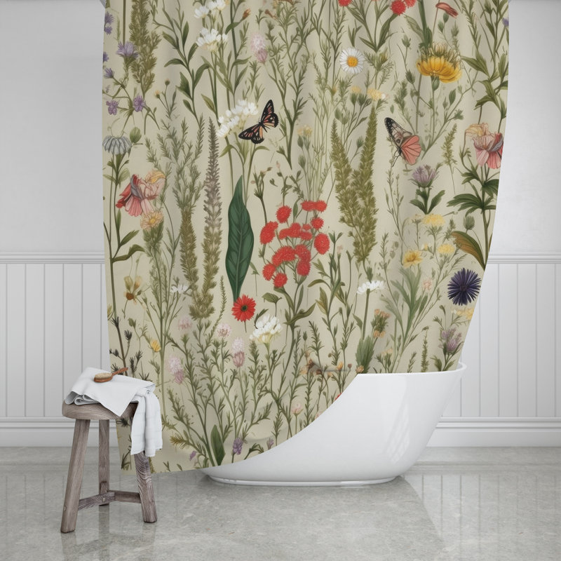 East Urban Home Brandolyn Floral Shower Curtain | Wayfair